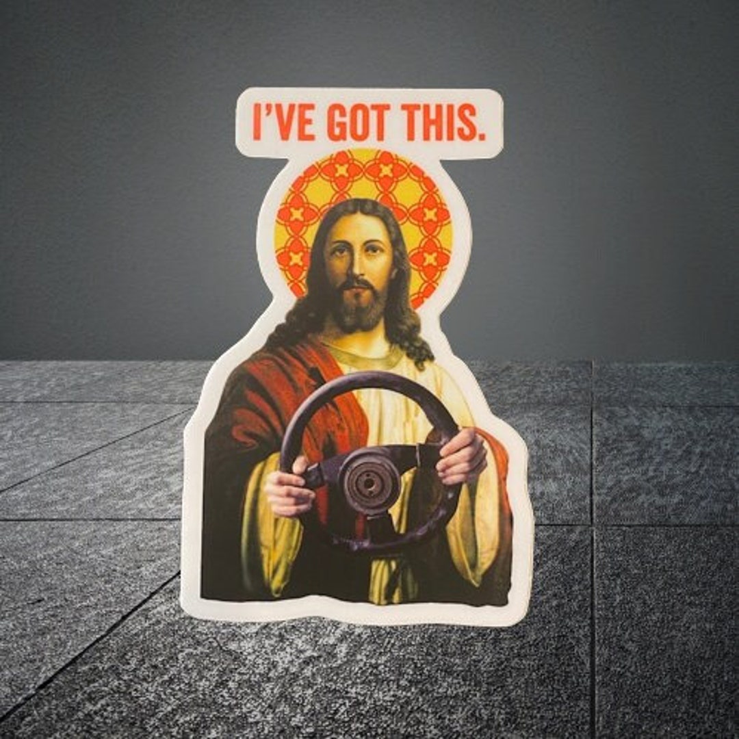 Jesus Take the Wheel Funny Meme Vinyl Sticker Laptop Sticker, Water ...