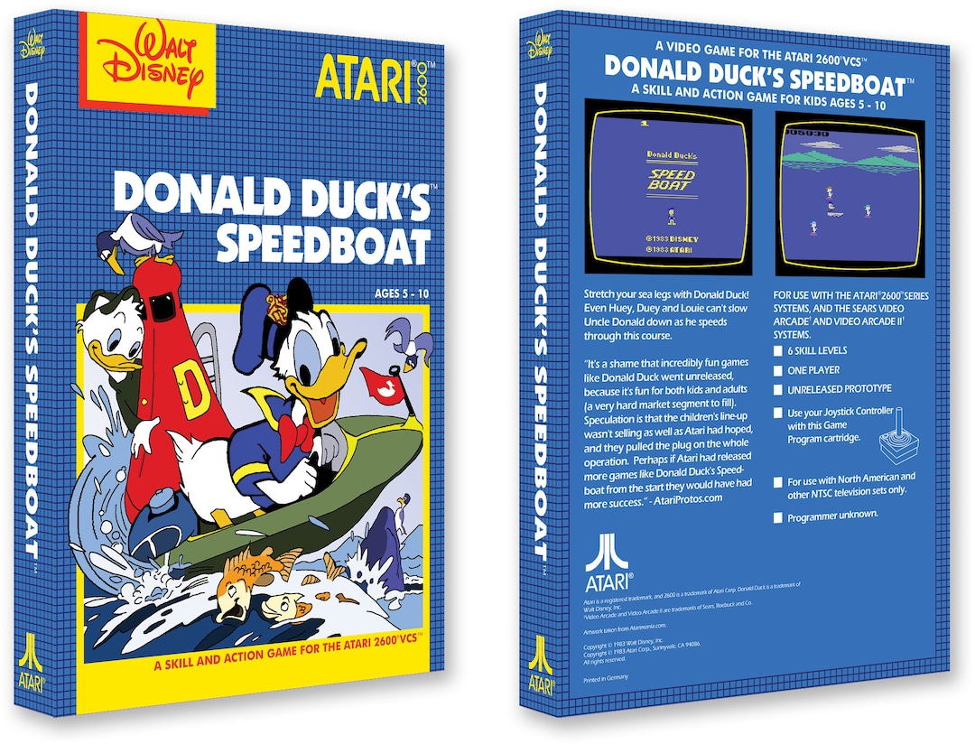 Donald Duck’s Speedboat (box for the Atari 2600 Game) - Etsy