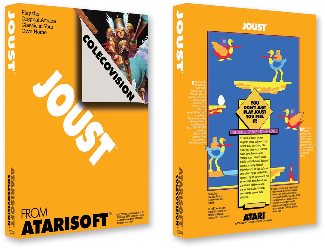 Joust (box for the Colecovision Game) - Etsy