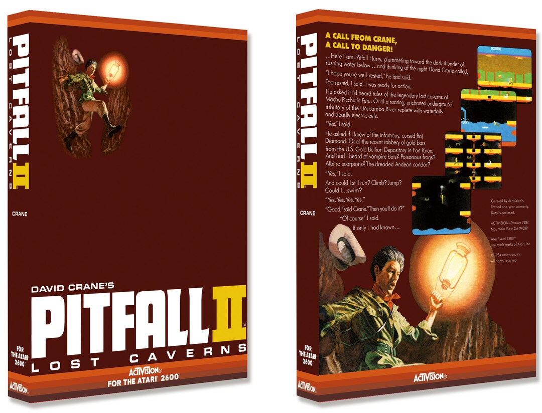 Pitfall 2: Lost Caverns (box for the Atari 2600 Game) - Etsy