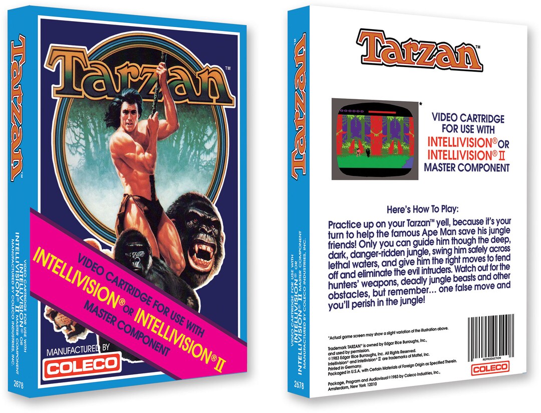 Tarzan (box for the Mattel Intellivision Game) - Etsy