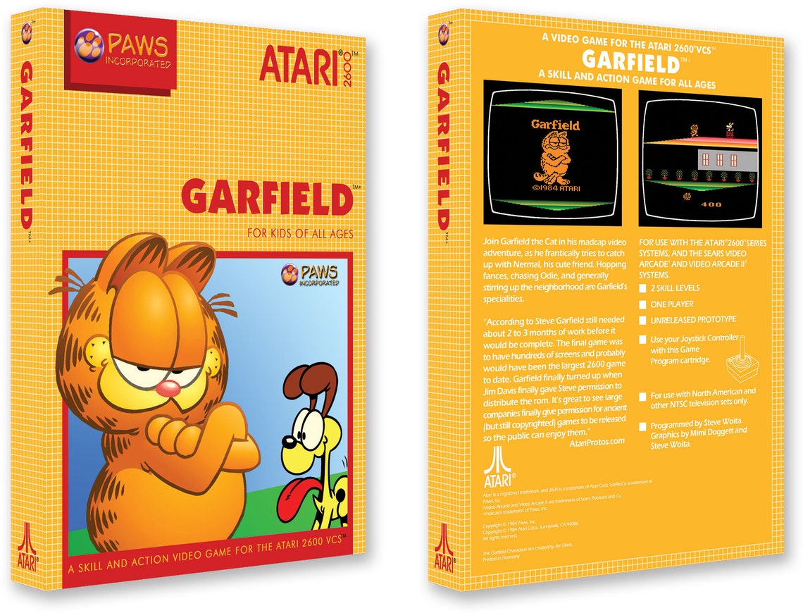 Garfield box for the Atari 2600 Game - Etsy