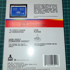 E.T. the Extra-terrestrial (box for the Atari 2600 Game) - Etsy