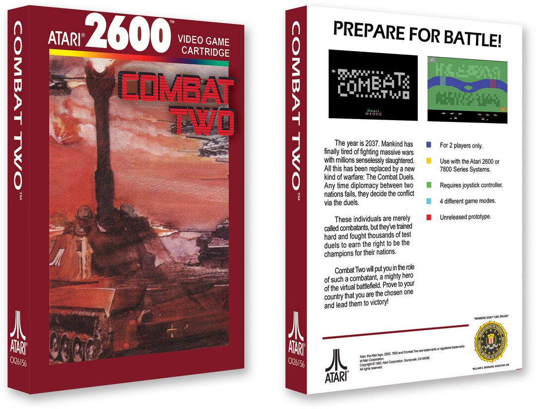 Combat Two V1 (box for the Atari 2600 Game) - Etsy