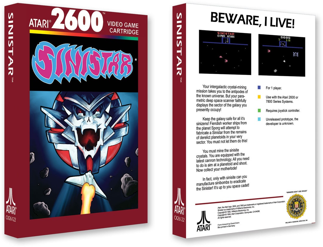Sinistar V2 (box for the Atari 2600 Game) - Etsy
