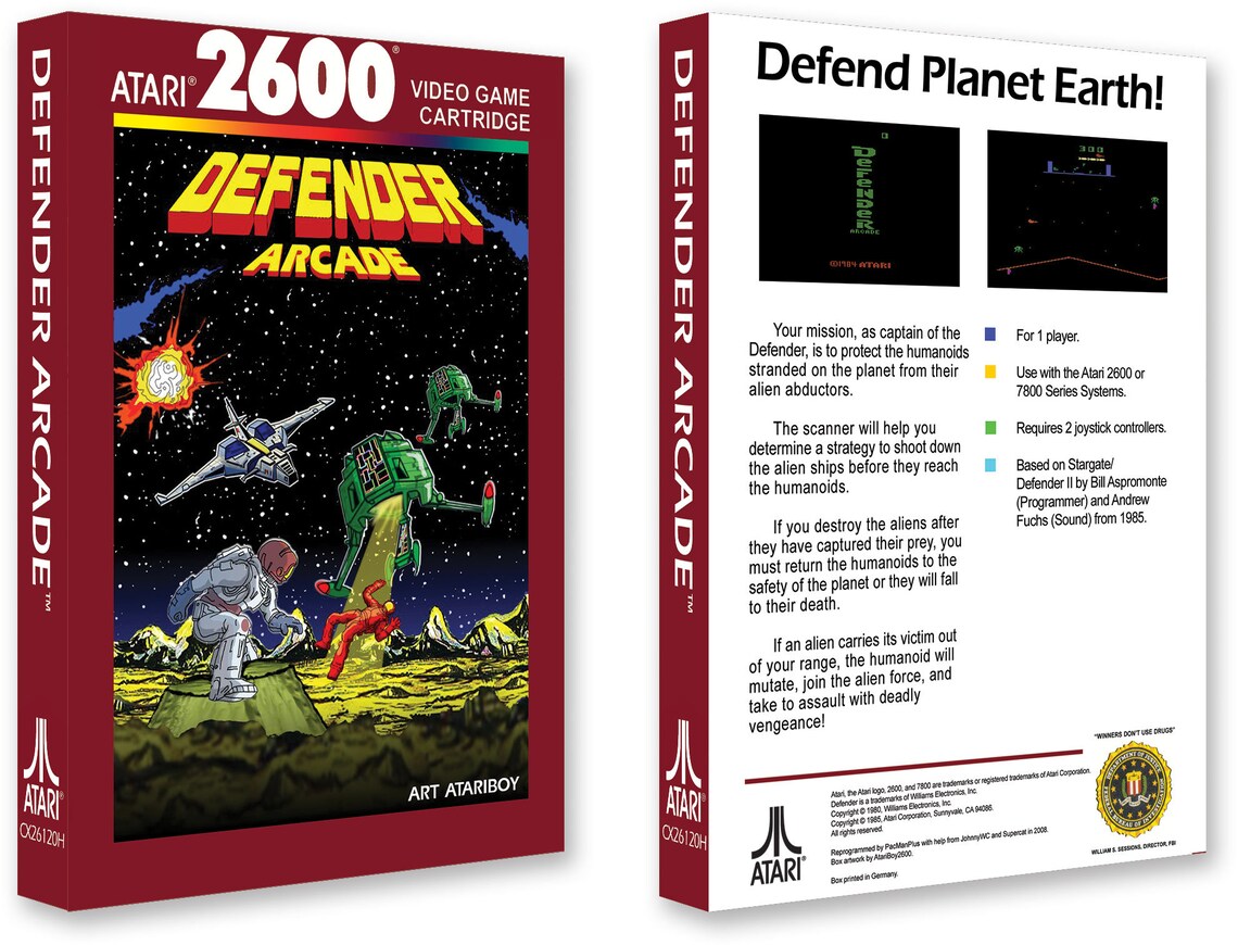 Defender Arcade box for the Atari 2600 Game | Etsy