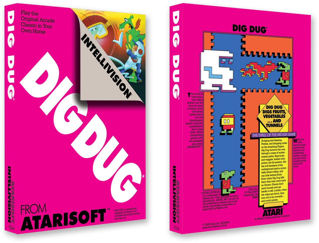 Dig Dug (box for the Mattel Intellivision Game) - Etsy