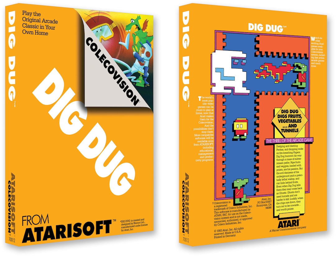 Dig Dug (box for the Colecovision Game) - Etsy