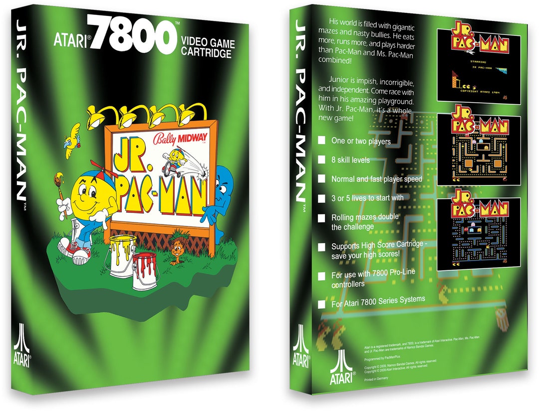 Jr. Pac-man (box for the Atari 7800 Game) - Etsy