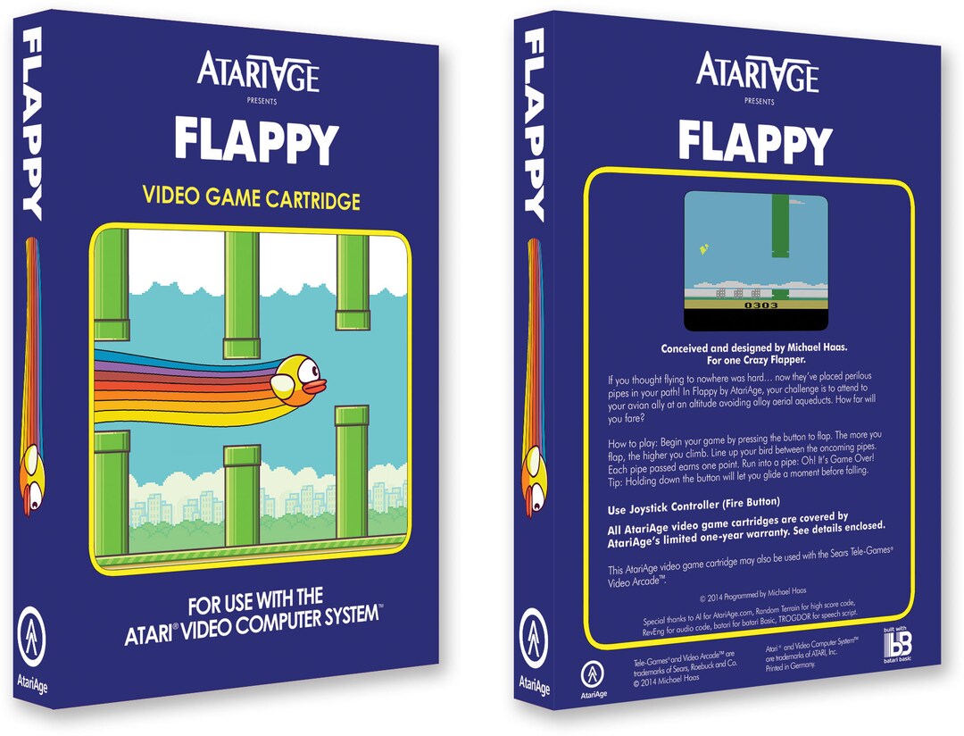 Flappy (box for the Atari 2600 Game) - Etsy