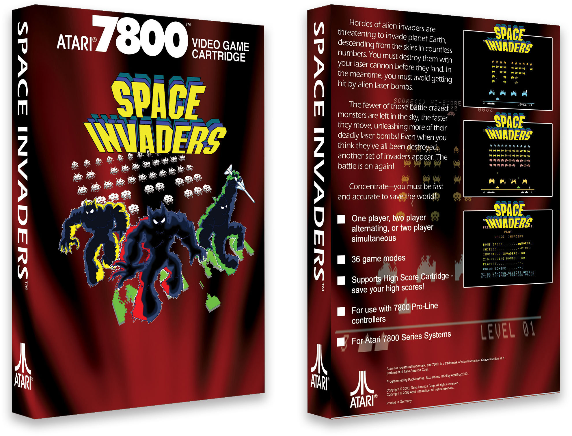 Space Invaders box for the Atari 7800 Game - Etsy