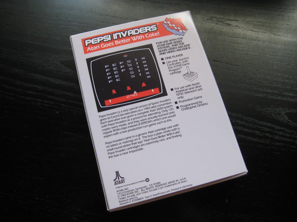 Pepsi Invaders box for the Atari 2600 Game | Etsy