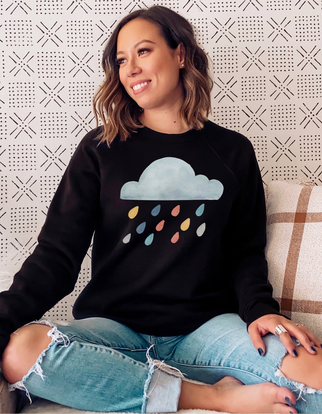 Rainbow Rain Cloud Shirt, Rainy Day Watercolor Tee Gift for Rain Lover ...