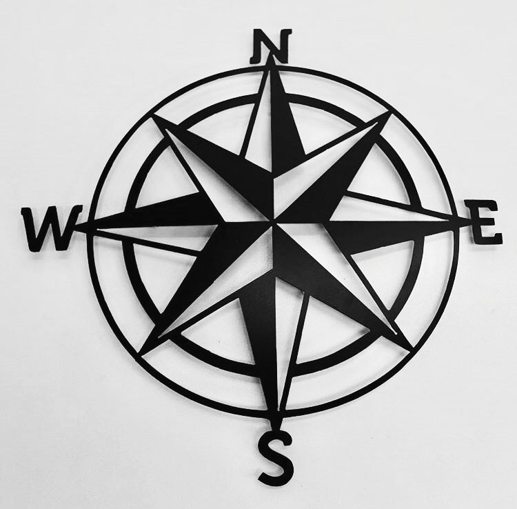 Directional Compass Metal Wall Art, Metal Wall Sculpture, Metal Wall ...