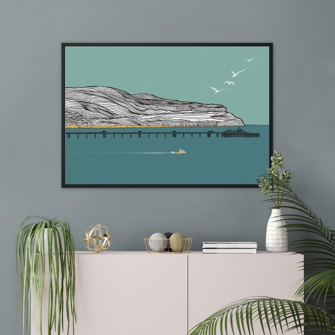 Great Orme Line Drawing Canvas Print, Welsh Art, Framed - Etsy UK