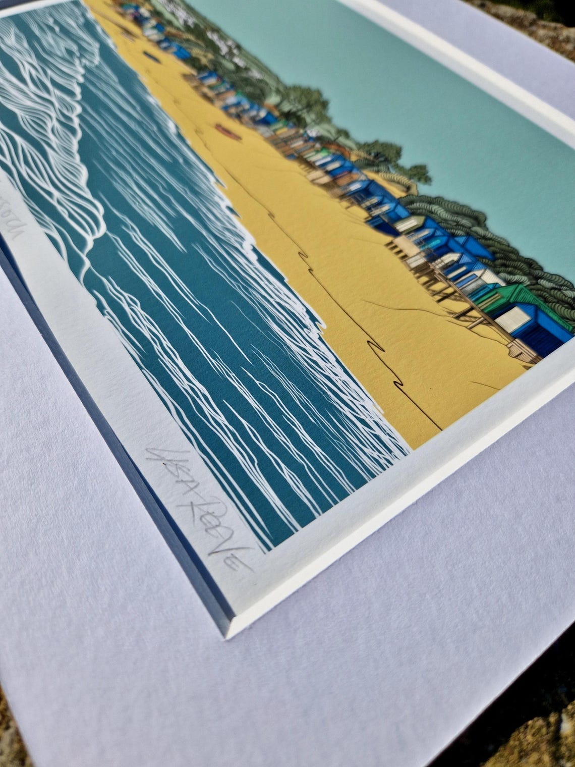 Abersoch Beach Huts Line Drawing Print - Welsh Coastal Art by Lisa ...