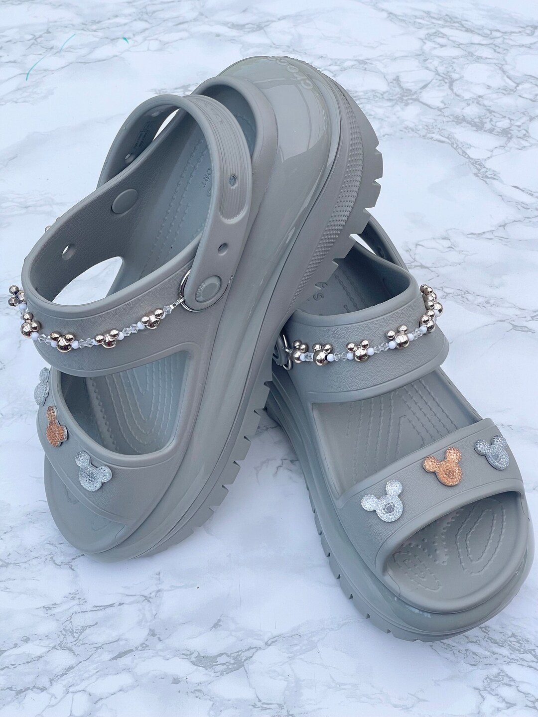 Mega Crush Sandals Accessories Pale Gold White and Sparkly Mickey ...