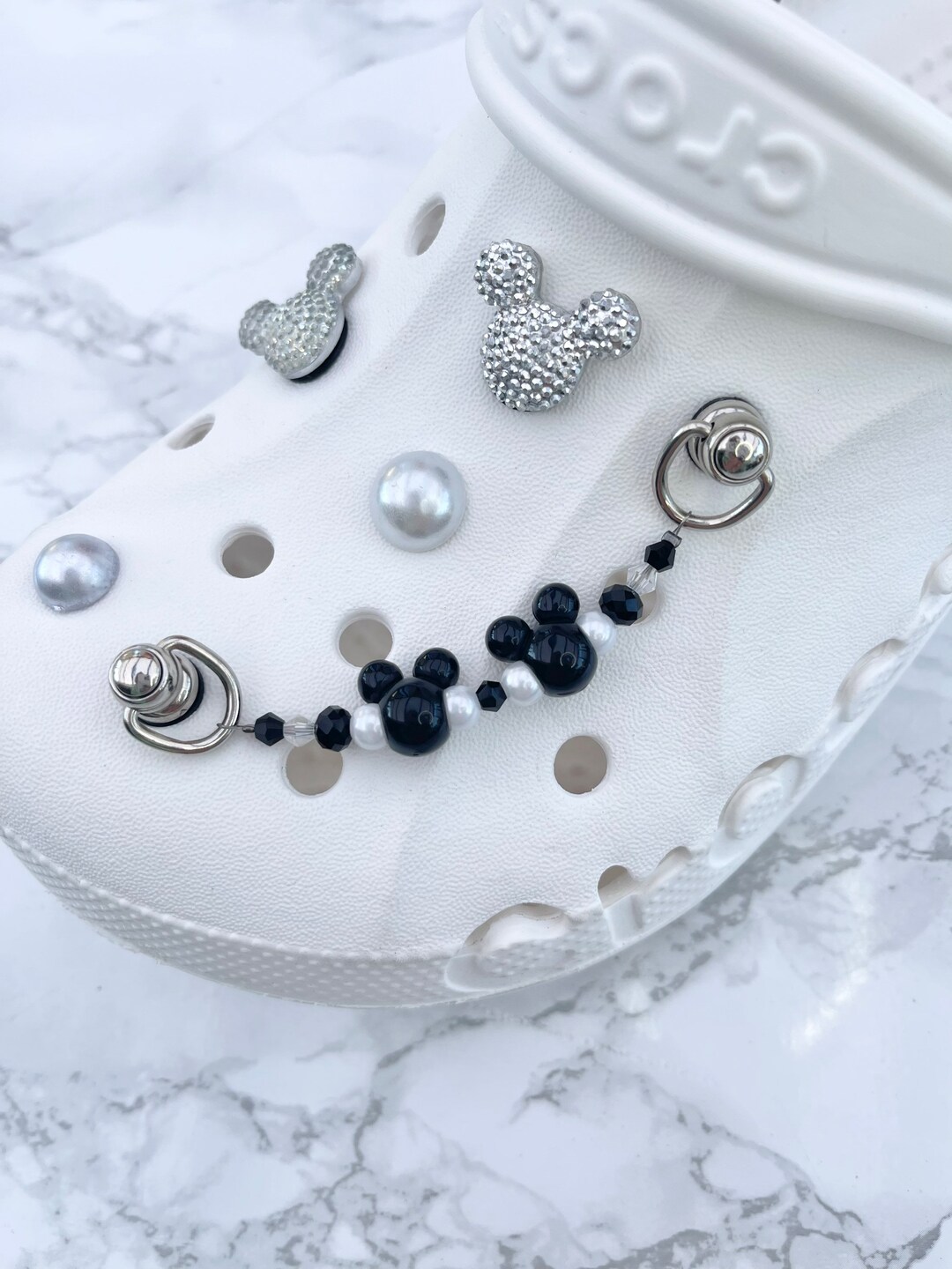 Black and White Mickey Minnie Mini Crocs Chain Charm 1pc - Etsy