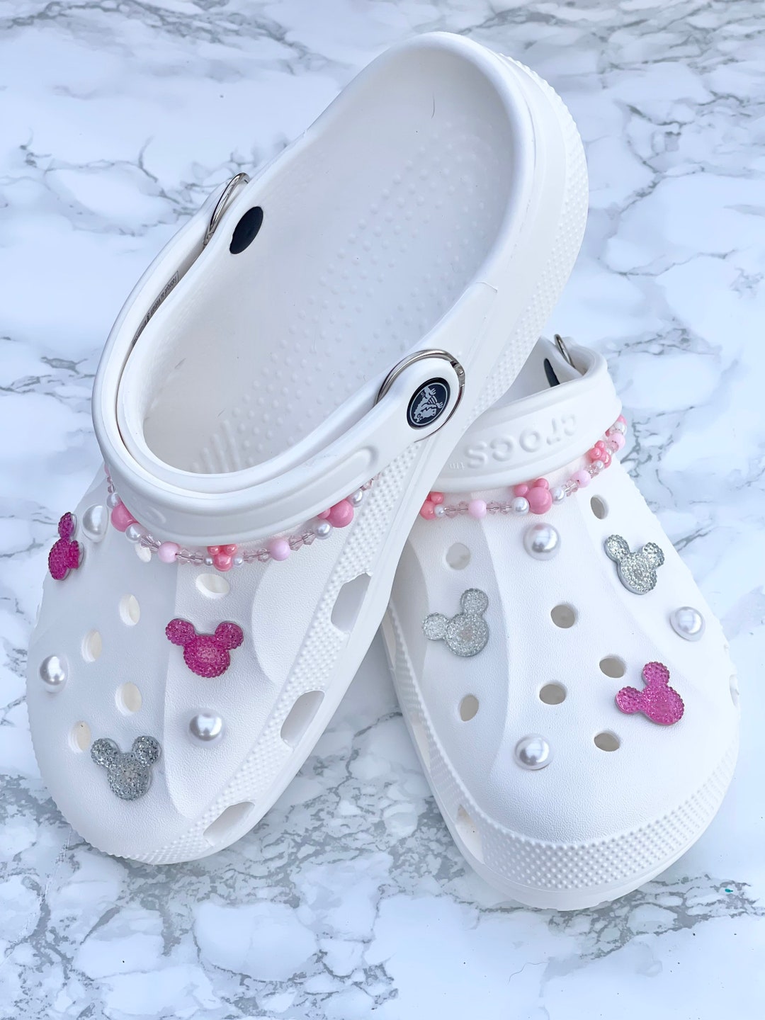 Pink and Sparkly Mickey Minnie Disney Crocs Chains and Optional Jibbitz ...