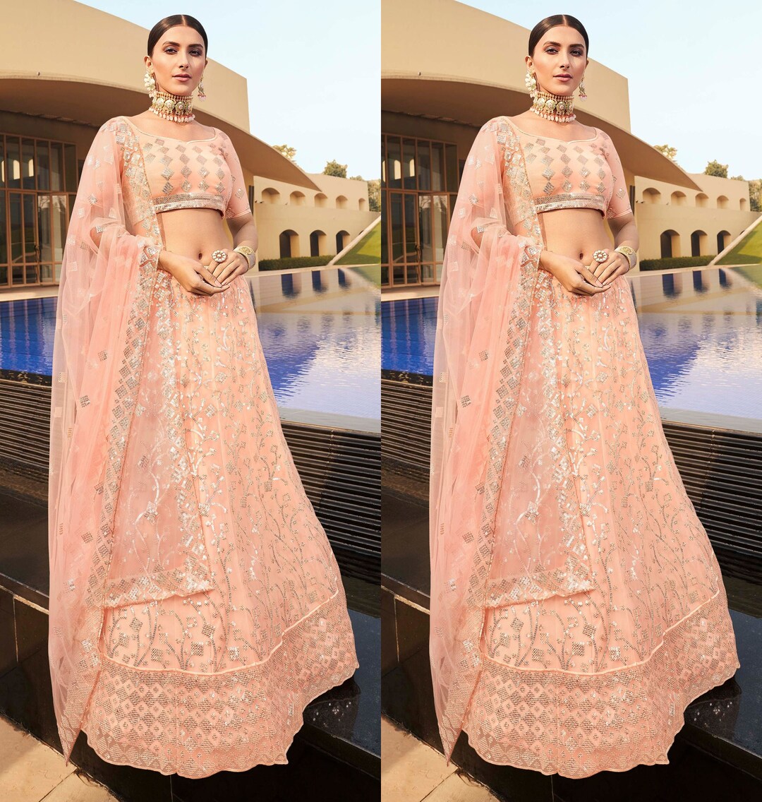 Peach Designer Lehenga Skirt for Women Designer Bollywood - Etsy