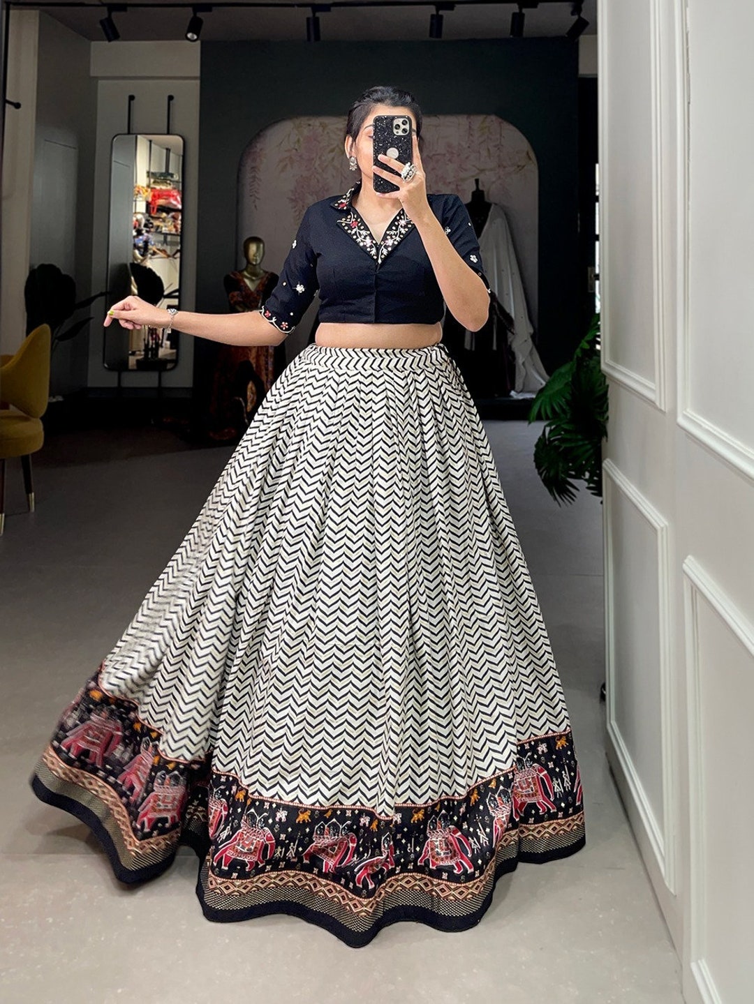 Readymade Black Color Lehenga Choli for Women Cotton Ready to - Etsy