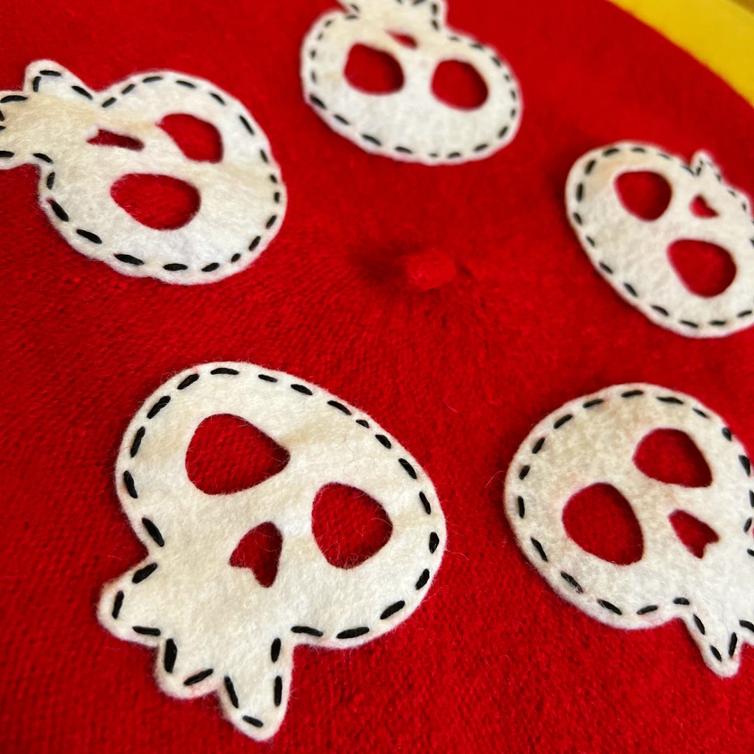 Skull Beret - Red - Etsy