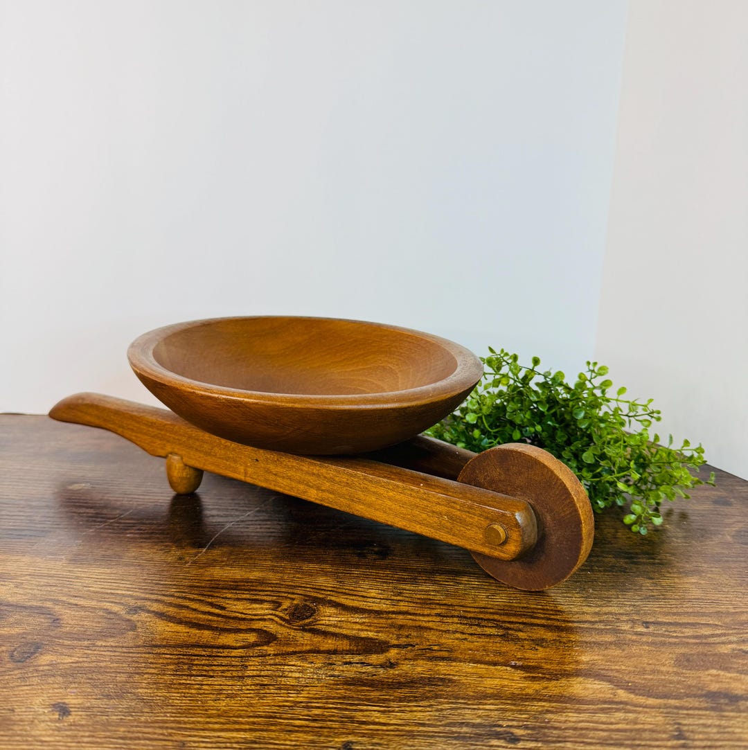 Vintage Wheel Barrow Nut Bowl ,woodcroftery Wood Fruit Bowl - Etsy