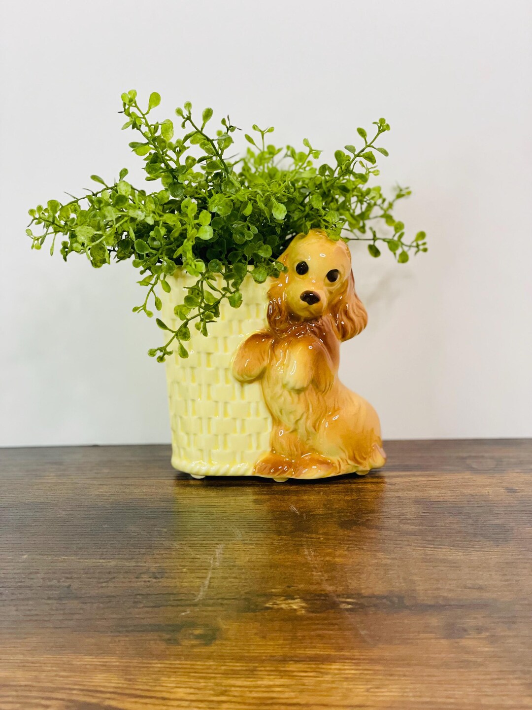 Vintage Cocker Spaniel With Basket Royal Copley Vase or Planter 1960s ...