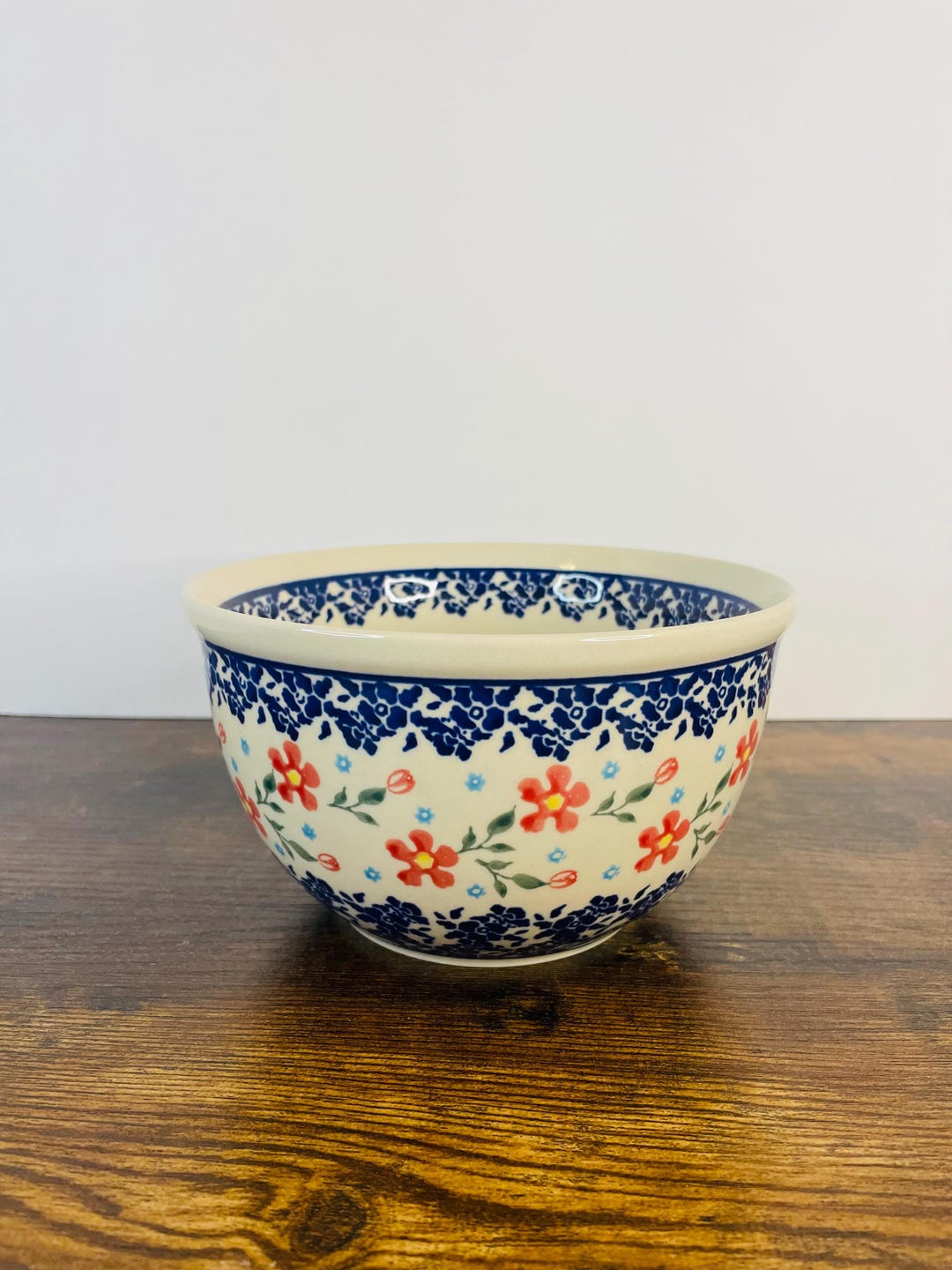 Vintage Boleslawiec Spring Flowers Bowl, Poland Pottery Boleslawiec ...