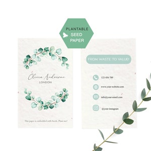 Plantable Paper Vertical Business Cards, Seeded Paper Custom Card, Zero ...
