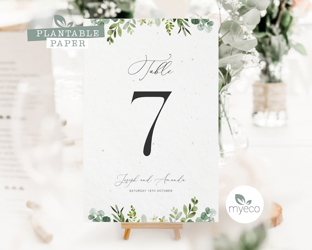 Plantable Wedding Table Numbers, Greenery Foliage Wedding Table Numbers ...