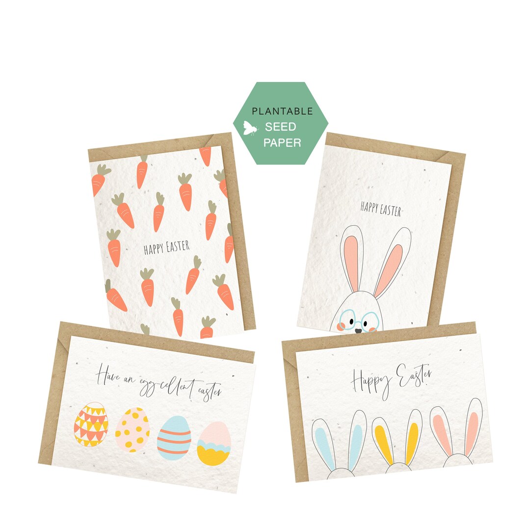 Plantable Easter Card Pack, Biodegradable Cards, Happy Easter Folded ...