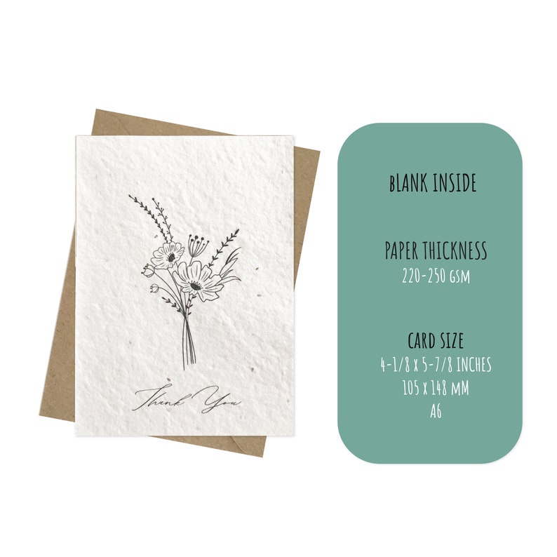 Plantable Thank You Card Biodegradable Gratitude Greeting | Etsy