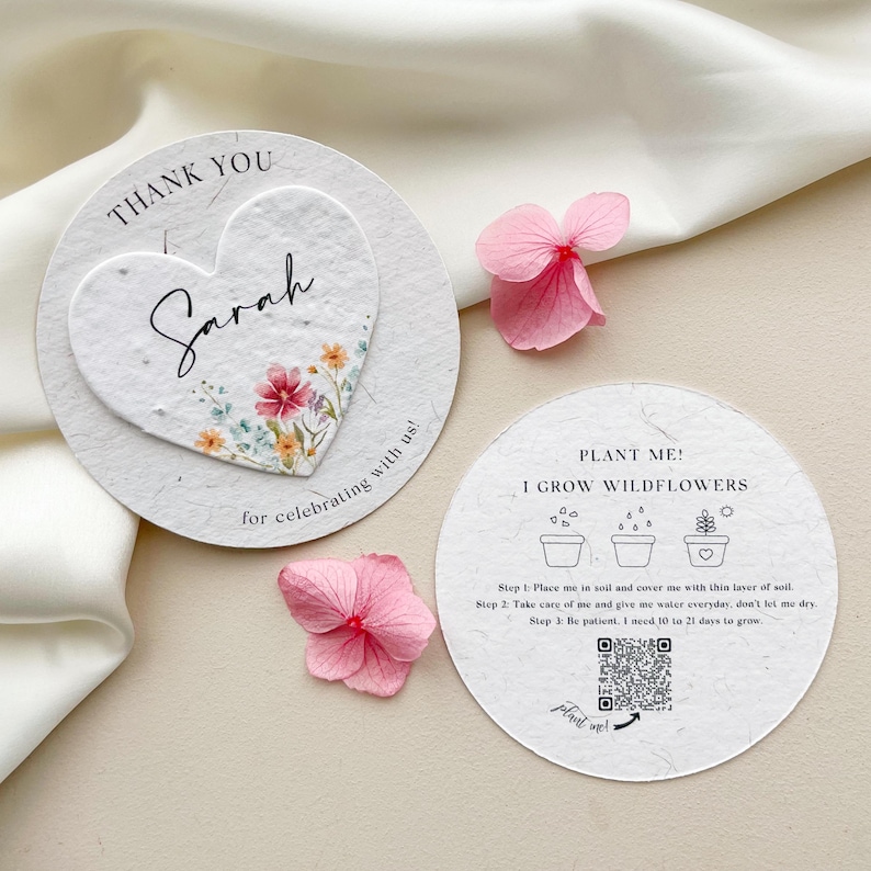 Plantable Seed Paper Heart Place Cards: Eco-friendly Wedding Favors ...