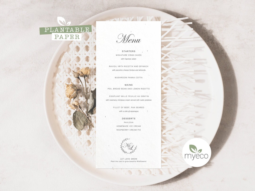 Plantable Wedding Menu Card: Daisy & Poppy Seed Paper - Etsy