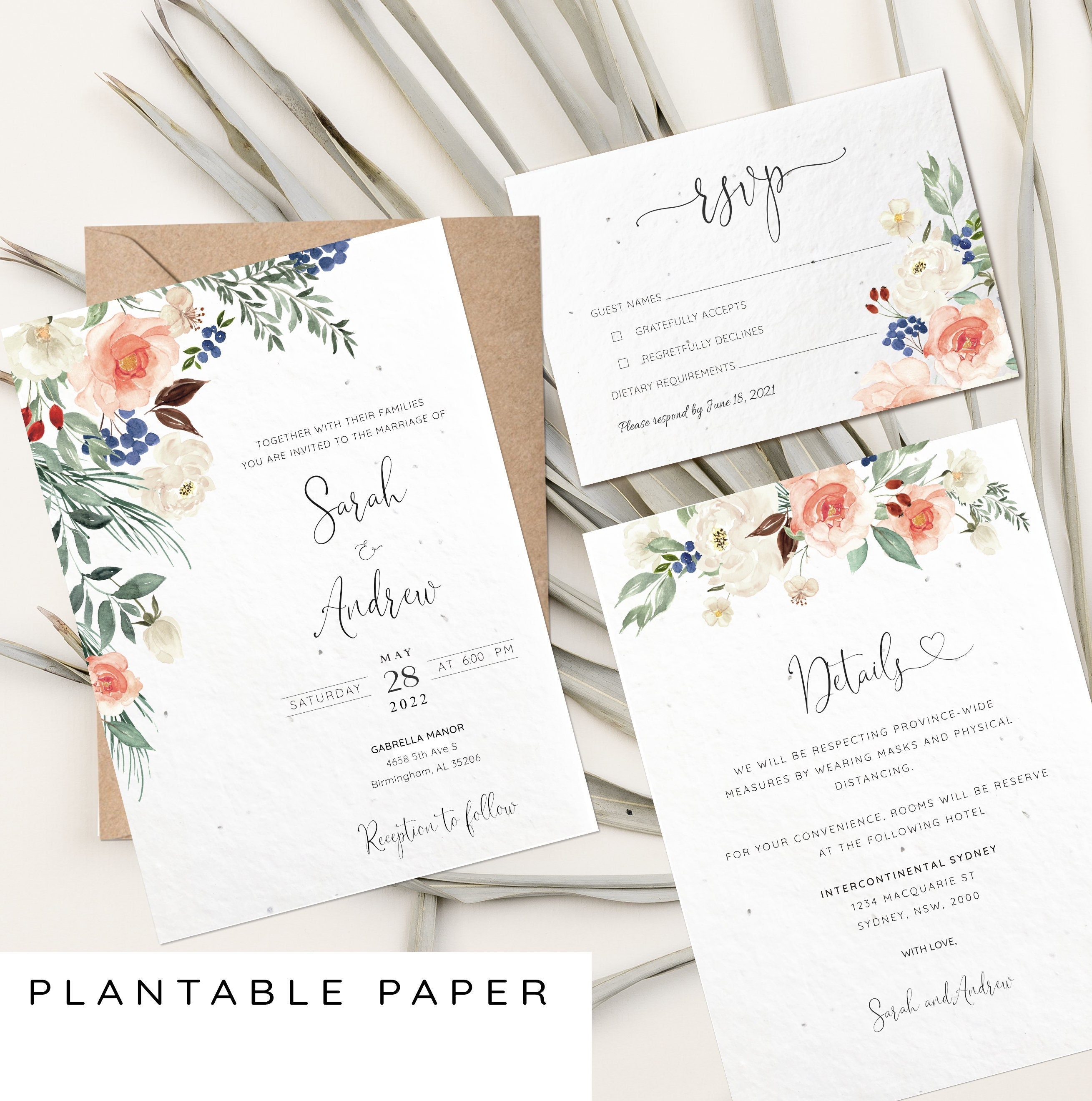 Seed Paper Invitation Kit Recycled Paper Invitations Handmade For