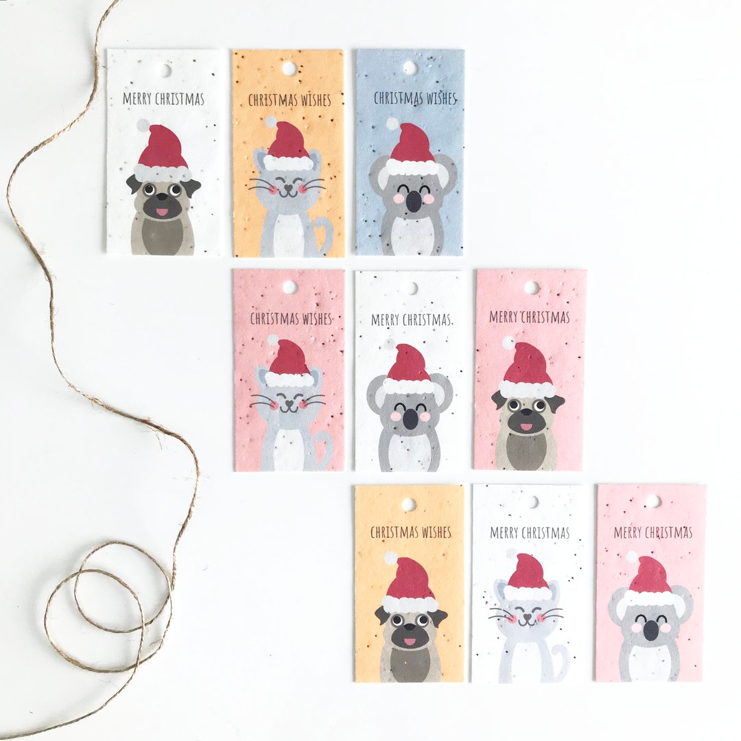 Plantable Pack of 10 Christmas Animals Gift Tags Biodegradable Sale ...