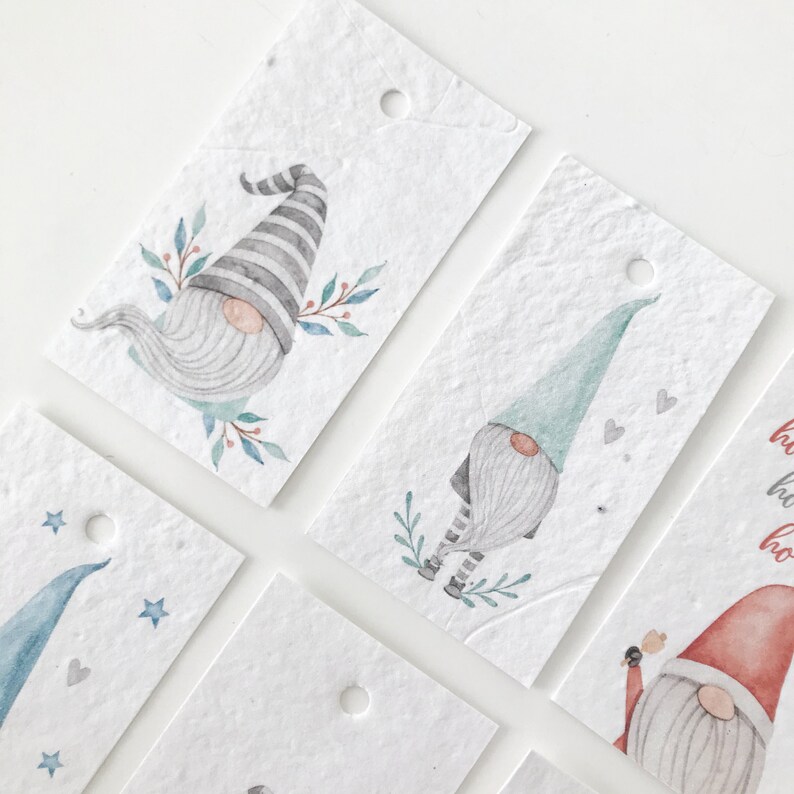 Plantable Gnomes Tags Pack Christmas Gift Tags Natural | Etsy