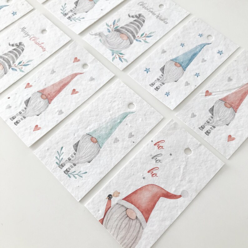 Plantable Gnomes Tags Pack Christmas Gift Tags Natural | Etsy