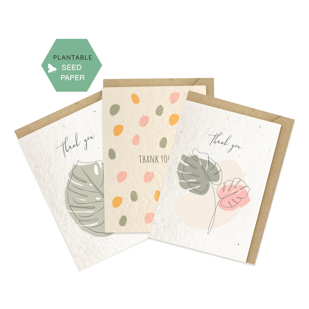 Set of 3 Plantablethank You Cards, Biodegradable Gratitude Cards ...