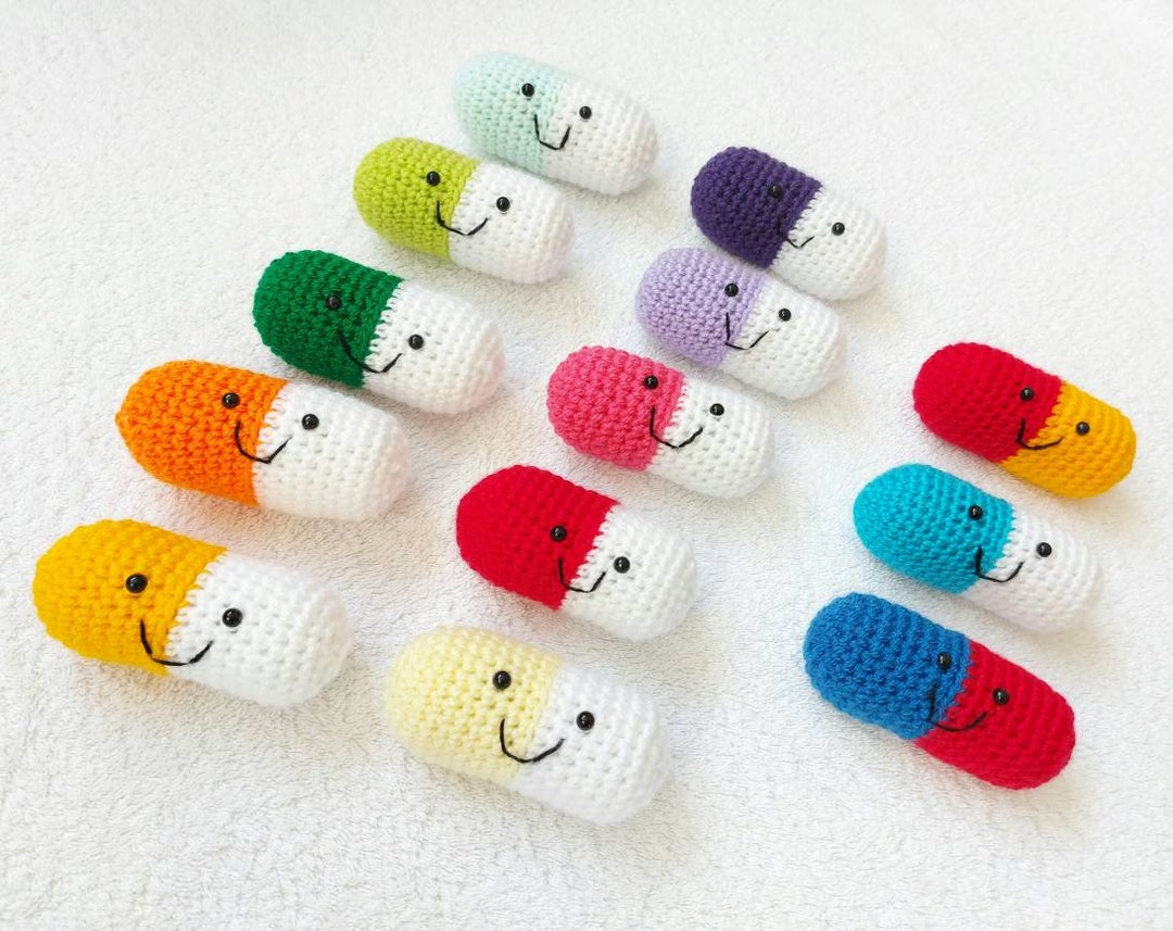 Happy Pill Soft Plush Amigurumi Crochet Pharmacy Dispenser Pharmacist ...