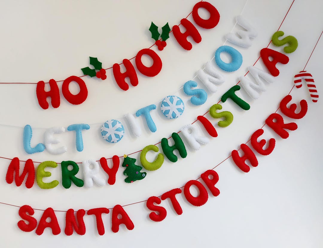 Reusable Felt Christmas Decoration Handmade Bunting Merry Christmas ...