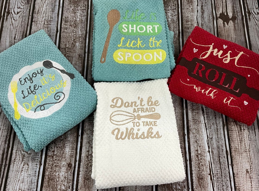 Custom Embroidered Funny Kitchen Towels, Humorous Sayings for Cooking ...