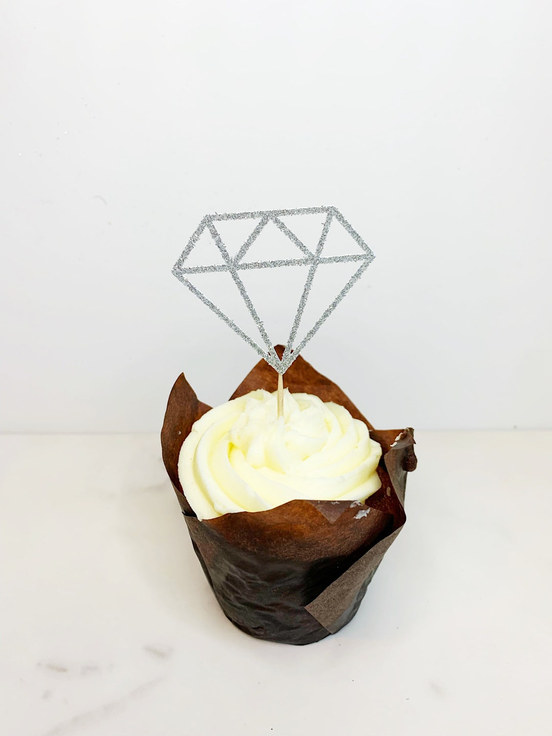 12pc Diamond Cupcake Topper, Diamond Donut Topper, Bridal Shower ...
