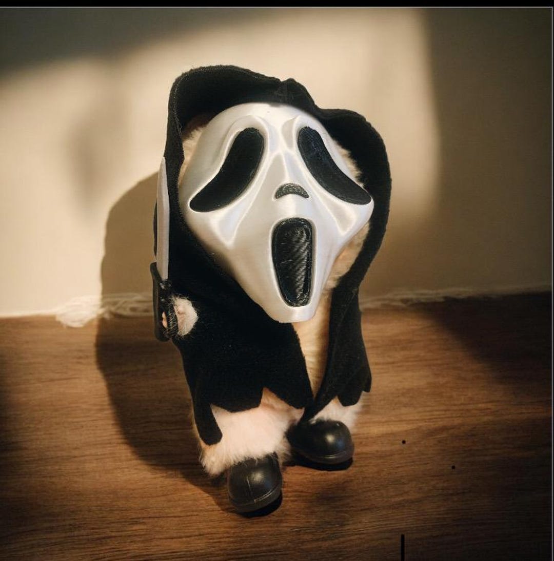 Labubu Ghostface Costume: 3D Printed Mask and Knife, Felt Cape ...