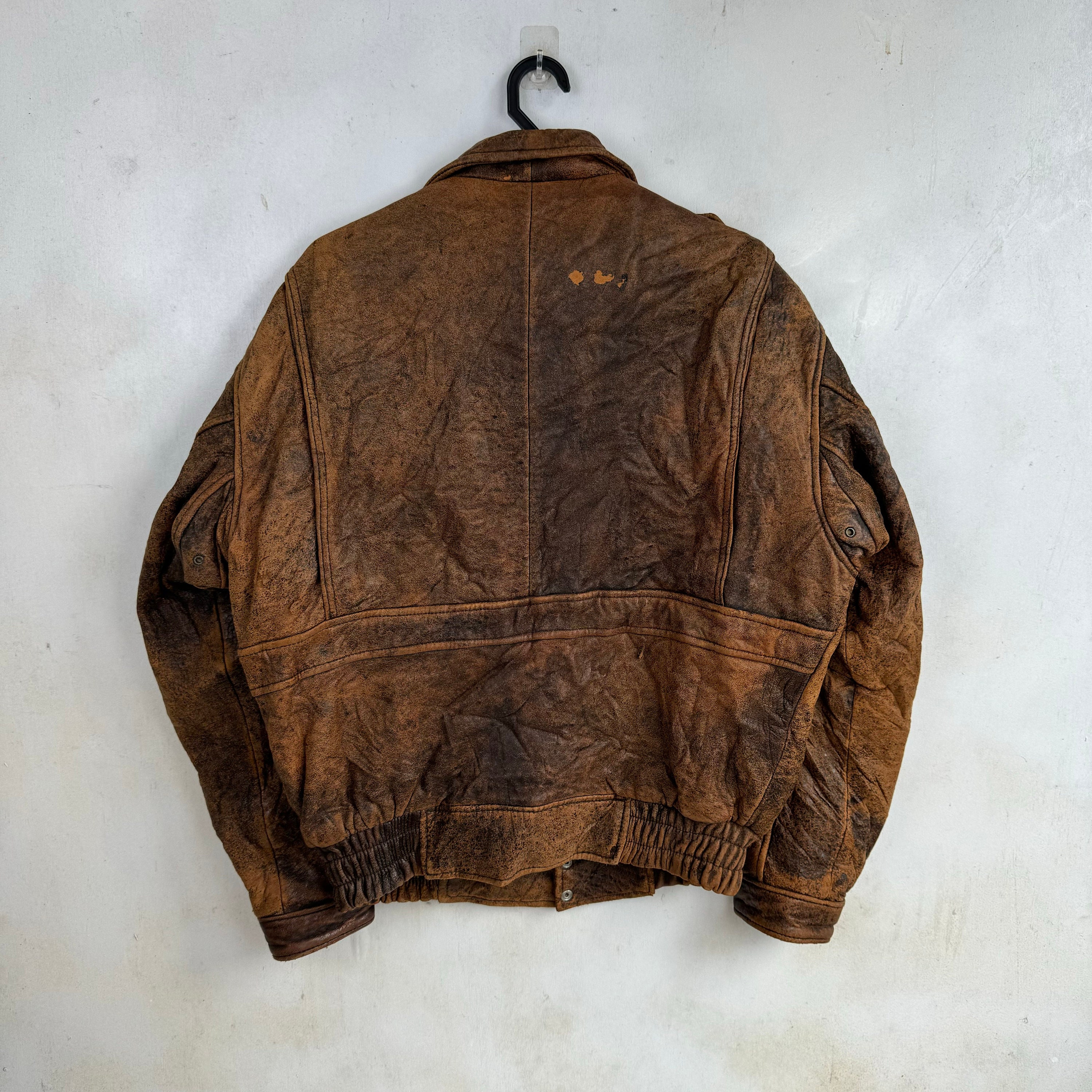 Vintage USA Air Force Pilot Flight Leather Jacket World Map Inner Mr ...