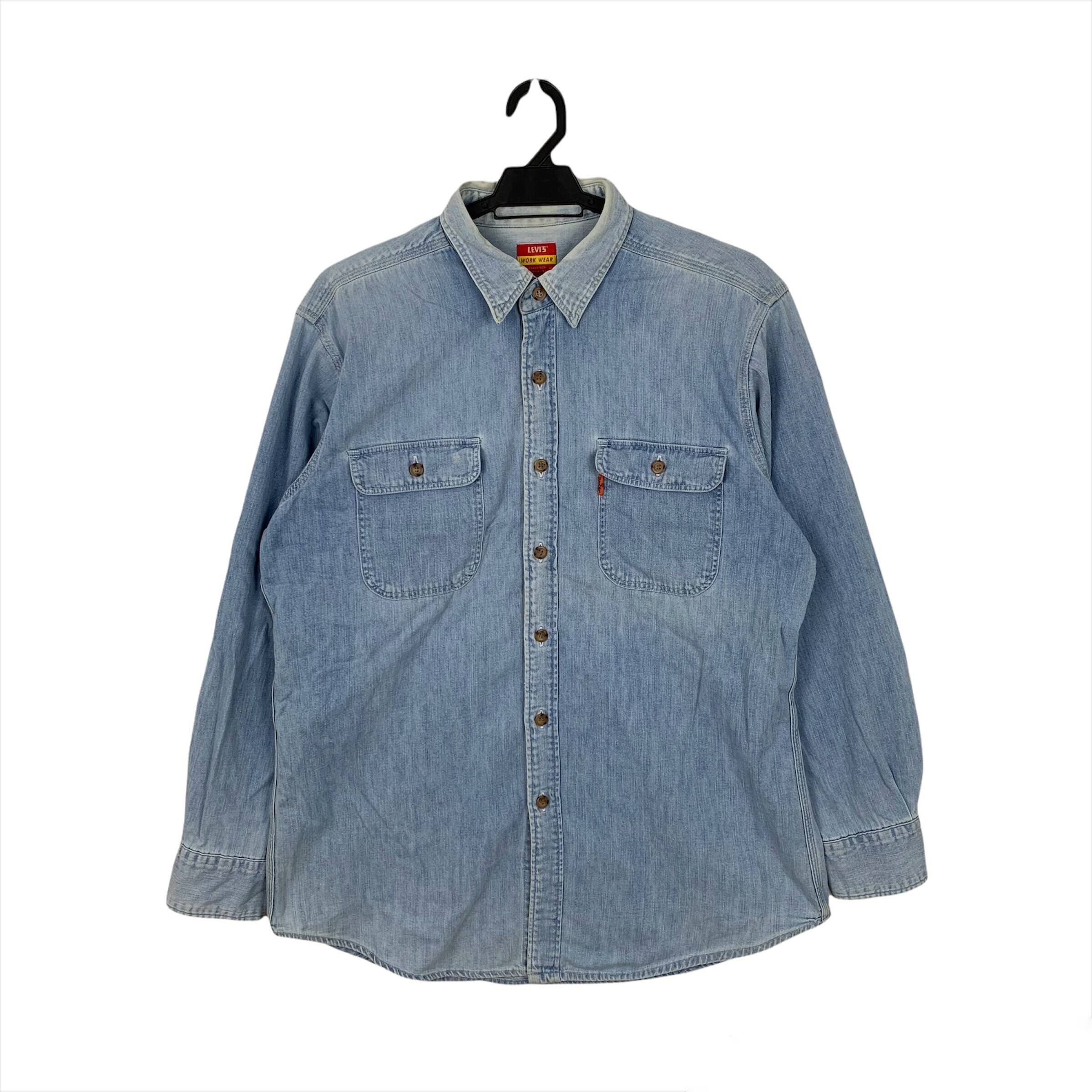 Vintage 90s Levis Orange Tab Work Wear Denim Chambray Shirt Vintage 90s Levis Orange Tab Work Wear Denim Chambray Shirt