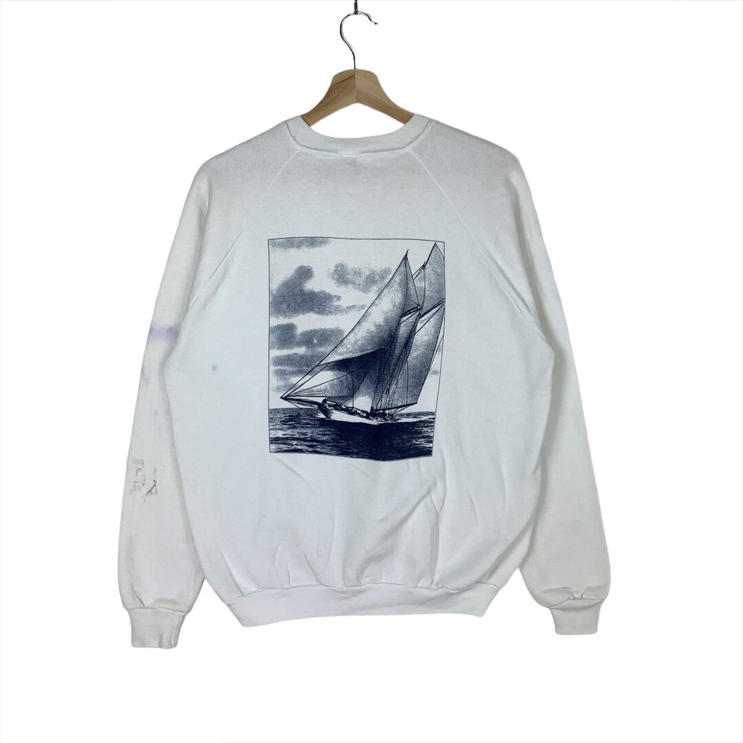 Vintage 90s Sailing Boat Jerzees Tag Made in Usa Crewneck Pullover ...