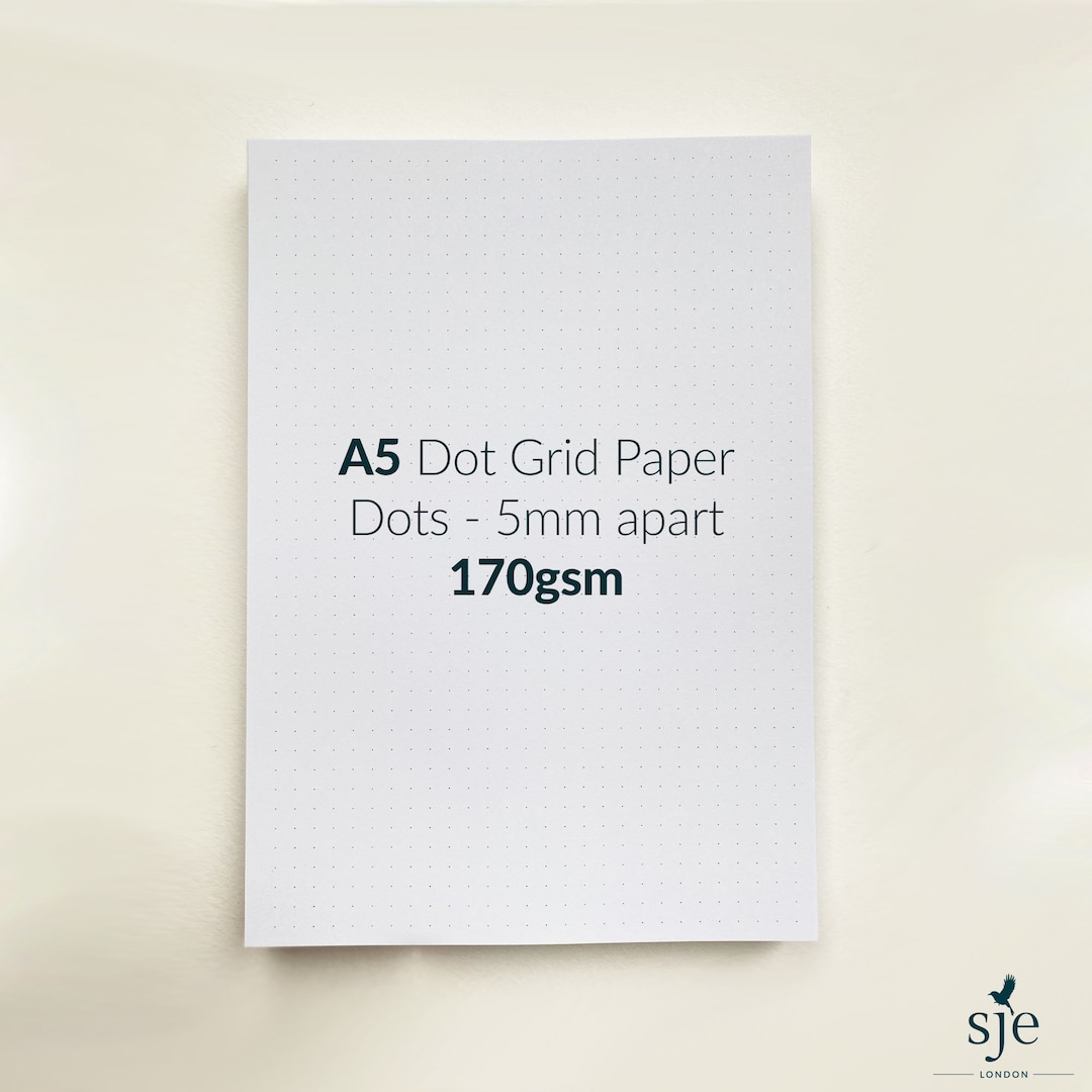 A5: 170 GSM Dot Grid Paper - Bright White, Smooth, Thick Paper With 5mm ...