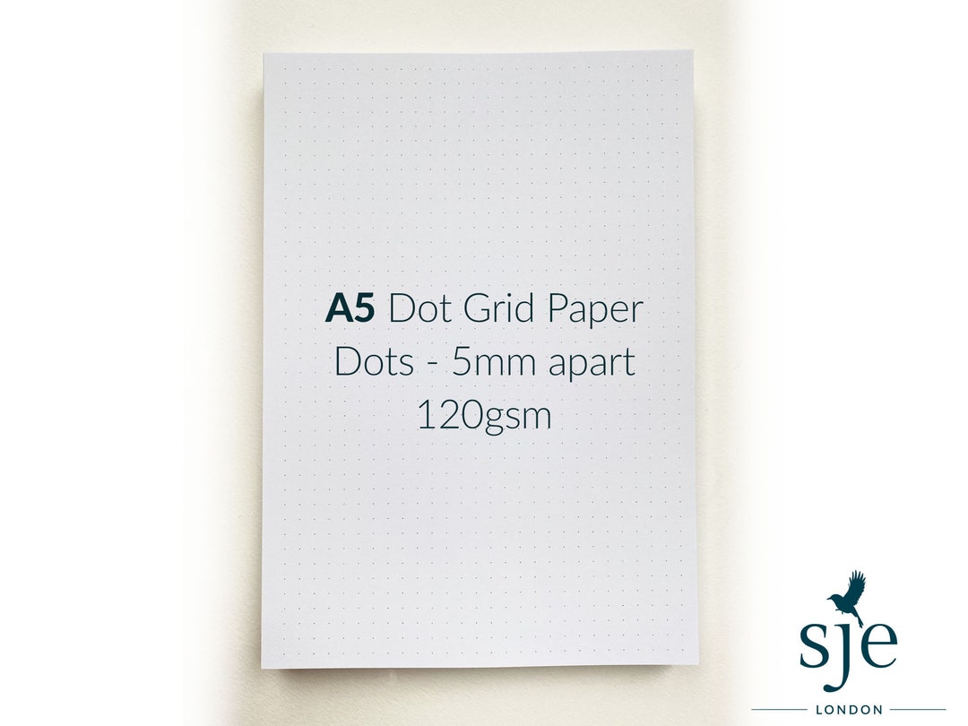 A5 Dot Grid Paper - Bright White, Smooth, 120 Gsm Paper With 5mm Spaced ...